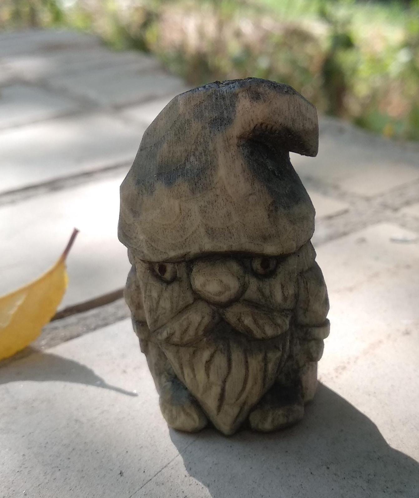 Сarved Wooden Gnome. Wood Carving - Hand Carved Gnome Figurine. Statues ...