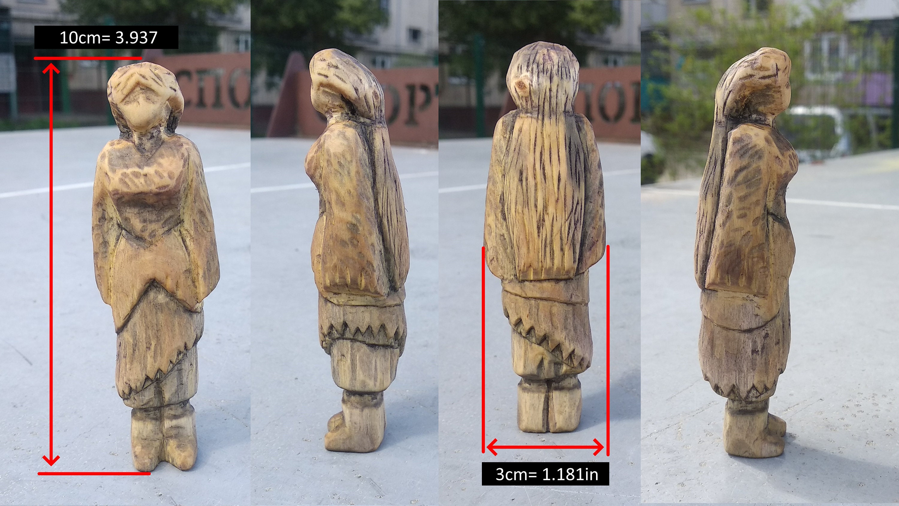 Carved Wooden Figurines of a Cossack, a Girl in a Peasant Cloak and a ...