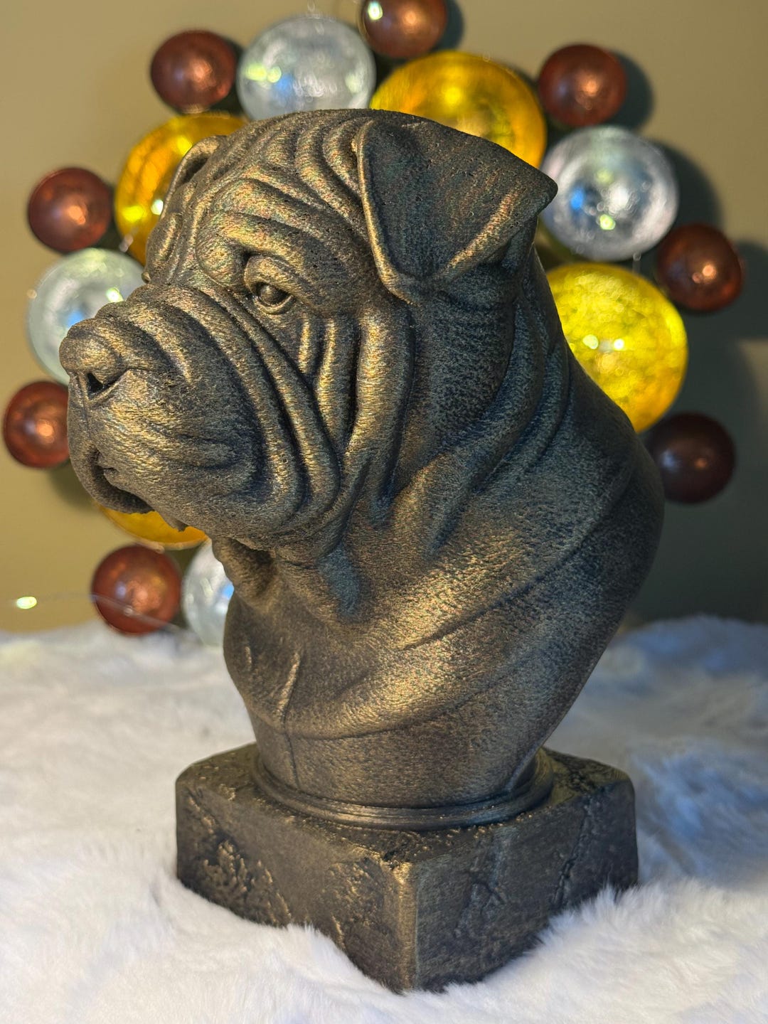 Shar Pei Dog Bust Statue – Antique Style 3D Printed Dog Sculpture ...
