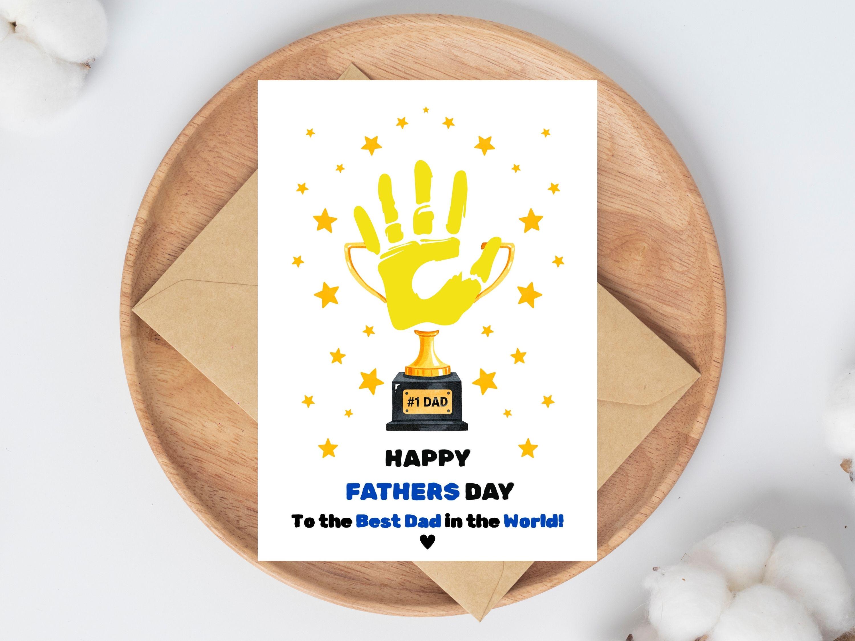 Trophy Handprint Art Craft, Printable Handprint Art, Dad Personalised ...