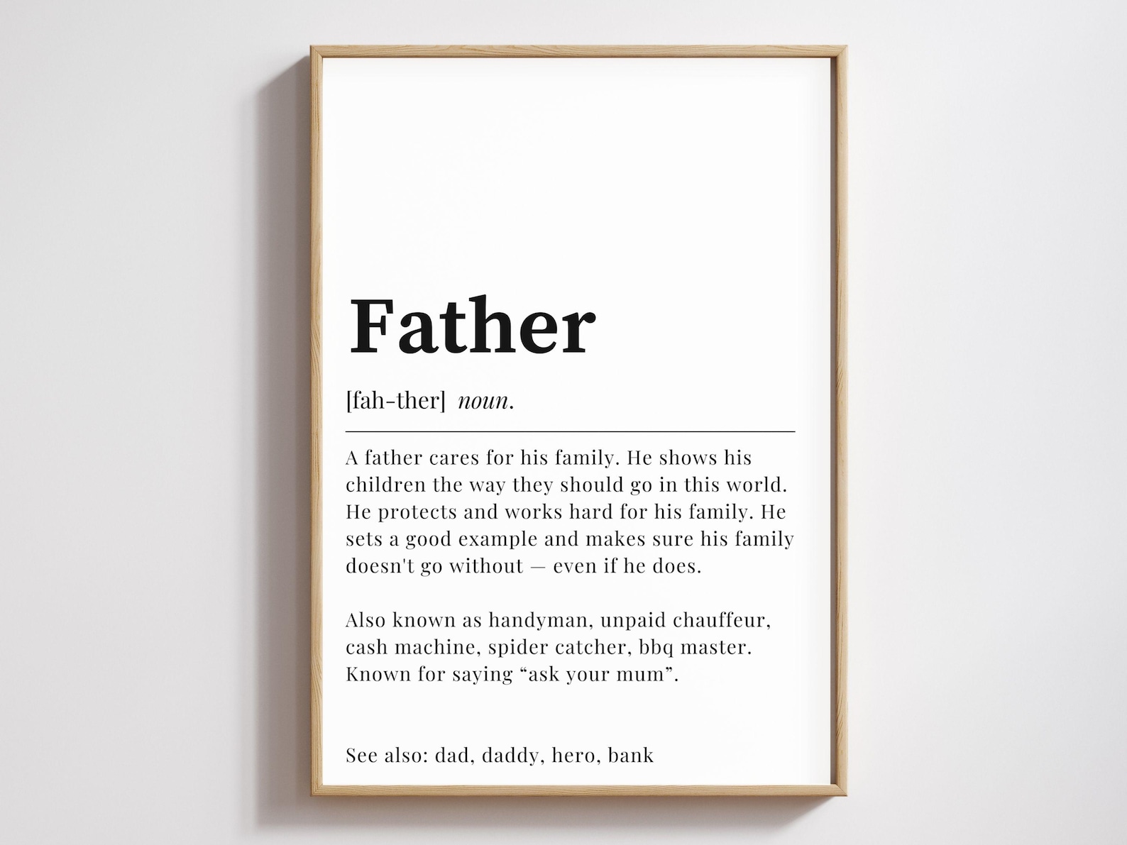 Father Definition Quote Art, Printable Wall Art, Digital Download, Dad ...