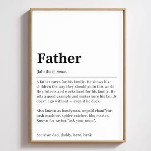 Father Definition Quote Art, Printable Wall Art, Digital Download, Dad ...