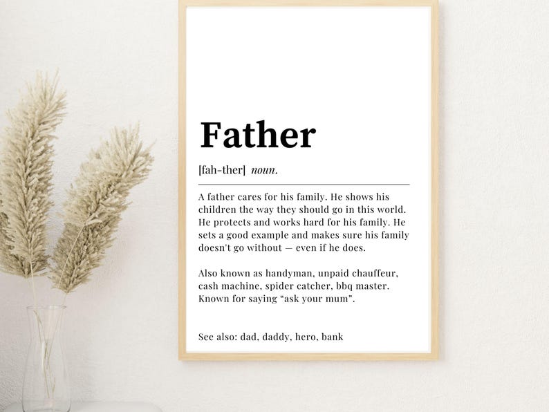 Father Definition Quote Art, Printable Wall Art, Digital Download, Dad ...