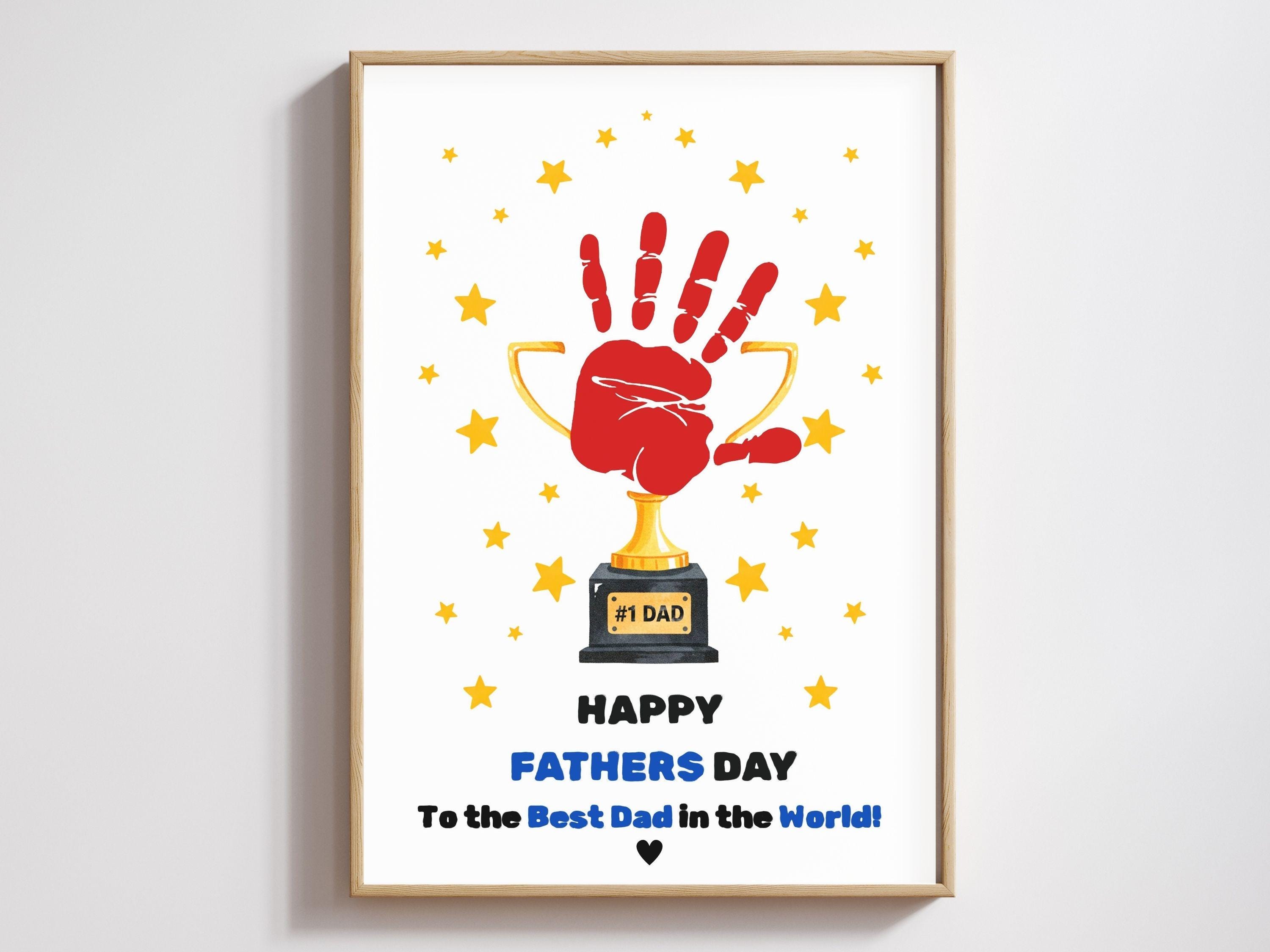 Trophy Handprint Art Craft, Printable Handprint Art, Dad Personalised ...