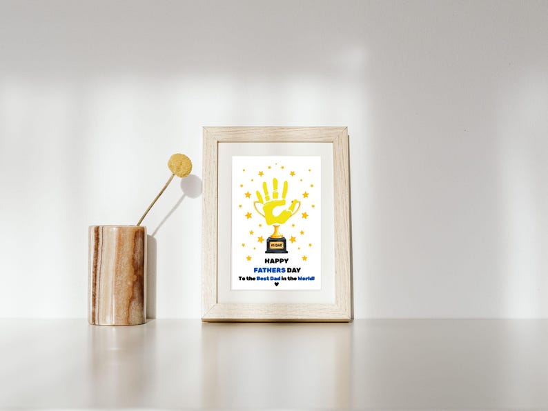Trophy Handprint Art Craft, Printable Handprint Art, Dad Personalised ...