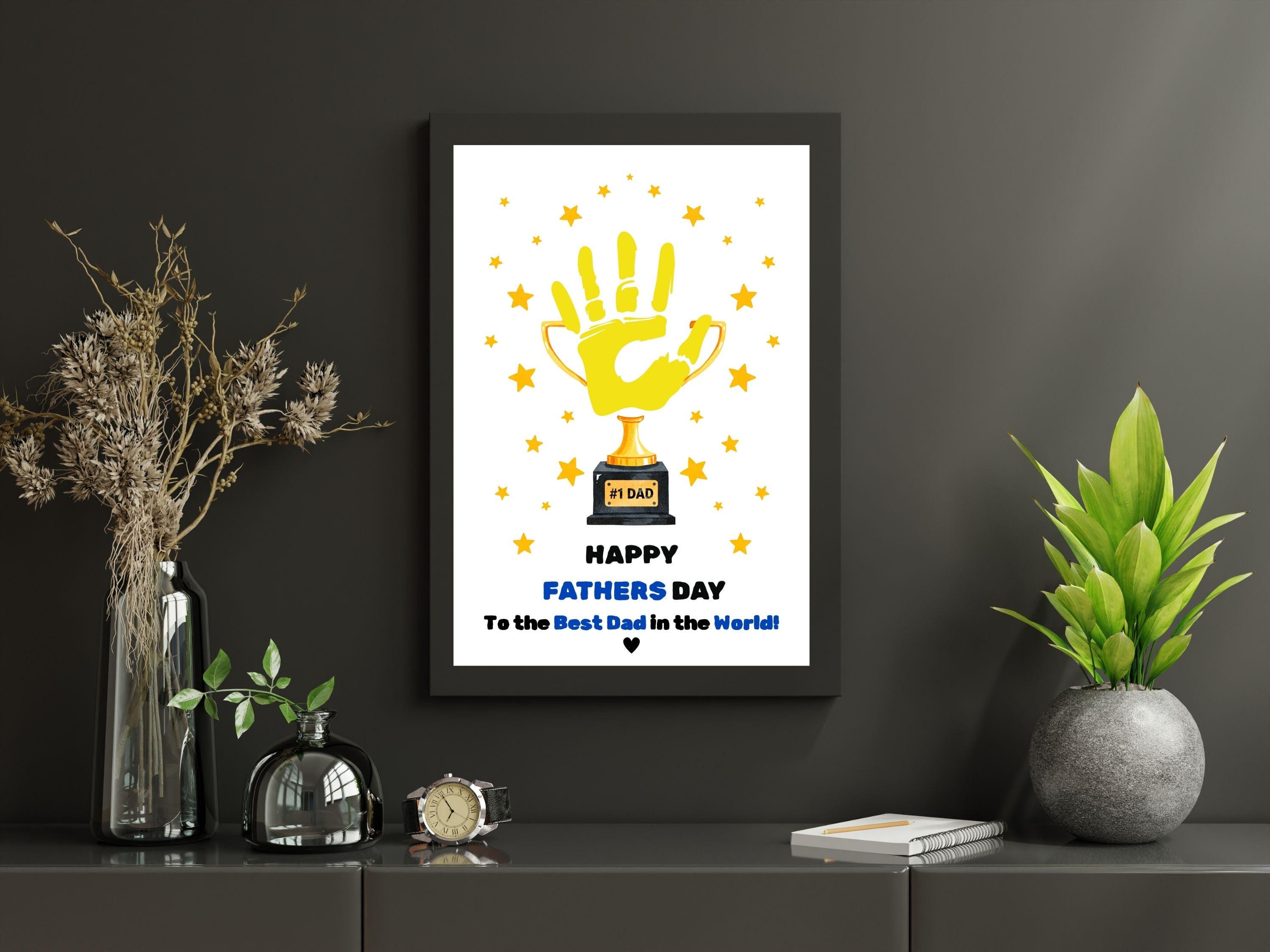 Trophy Handprint Art Craft, Printable Handprint Art, Dad Personalised ...