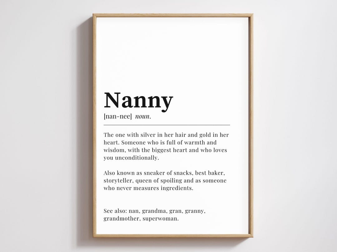 Nanny Definition Quote Art, Printable Wall Art, Digital Download, Nan ...