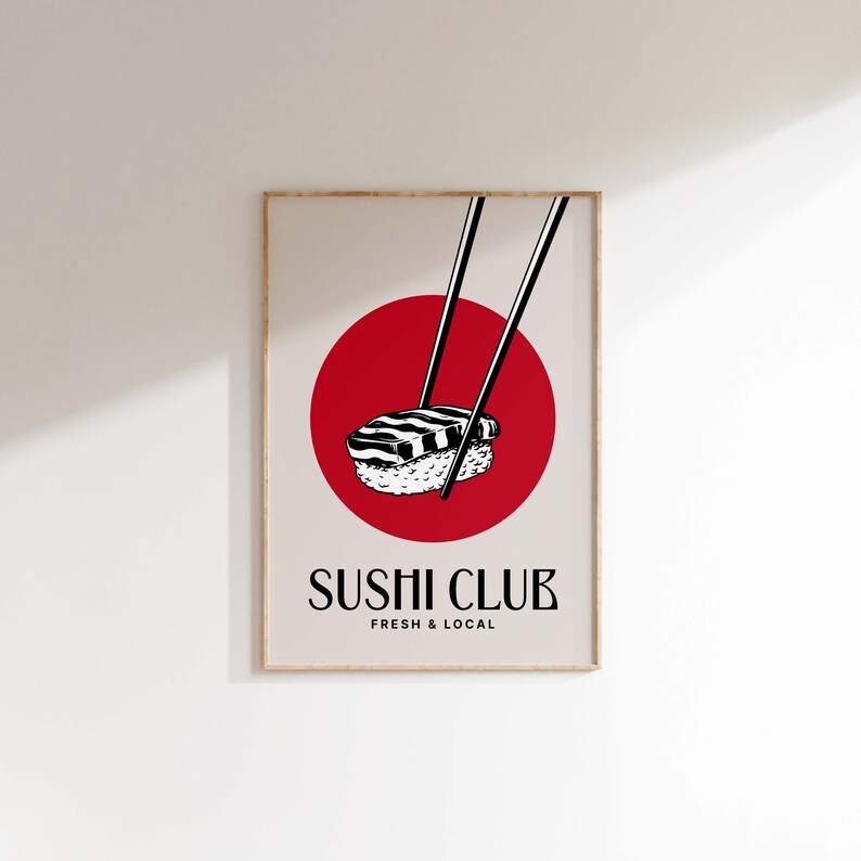 Sushi Club Poster Sushi Art Sushi Poster Foodie Poster Asian Food ...