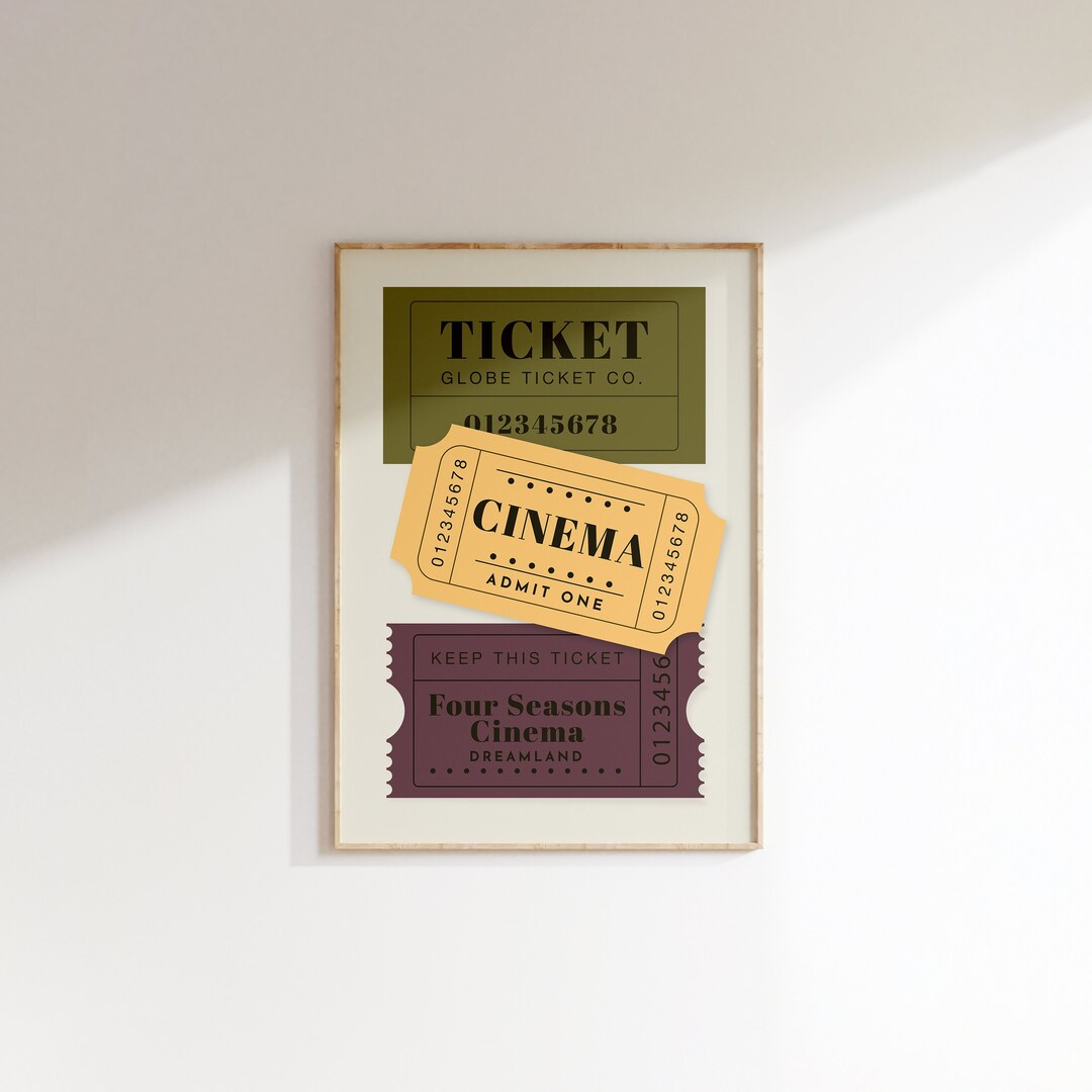 Movie Poster Decor Movie Night Print Cinema Tickets Print Theater ...
