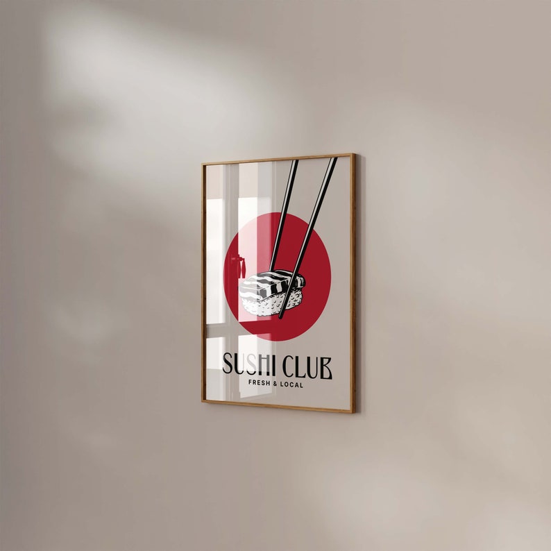 Sushi Club Poster Sushi Art Sushi Poster Foodie Poster Asian Food ...