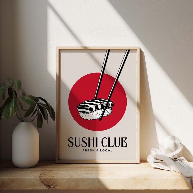 Sushi Club Poster Sushi Art Sushi Poster Foodie Poster Asian Food ...