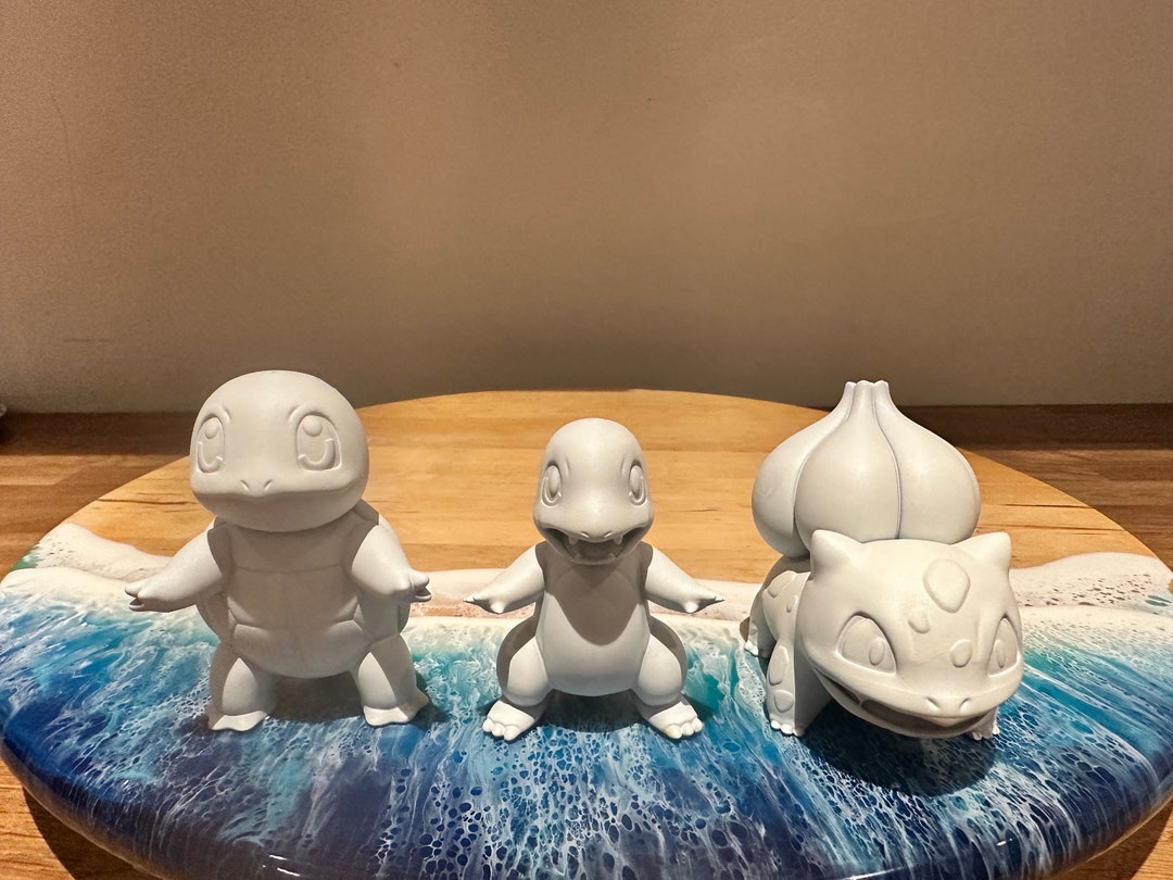 Starter Pokemon Figure Resin 3D Print Unpainted Charmander, Squirtle or ...
