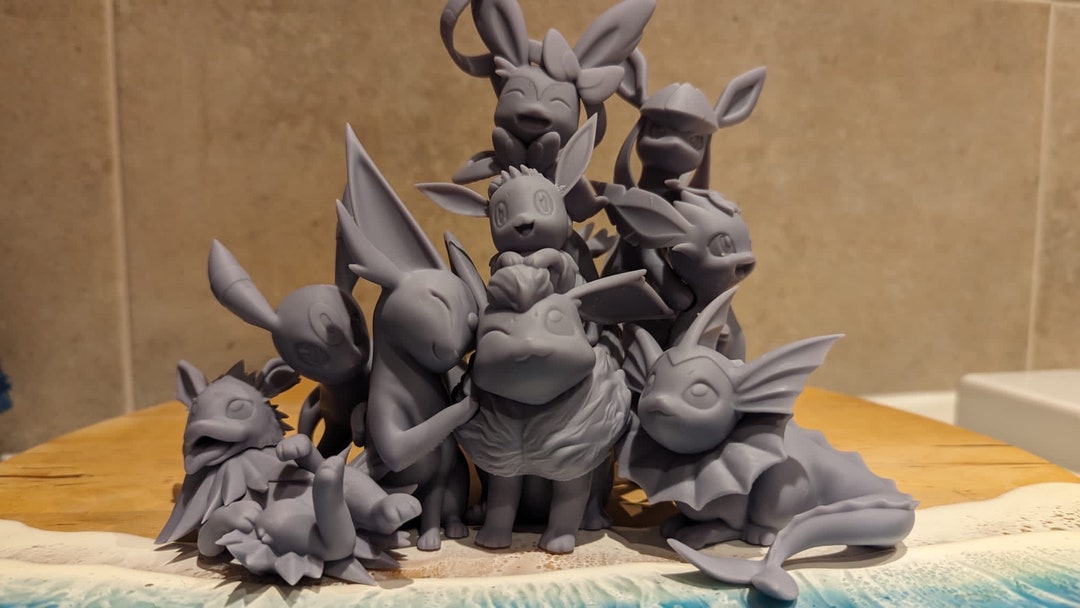 Eeveelutions Pokemon Statue Figure Resin 3D Print Unpainted One off ...