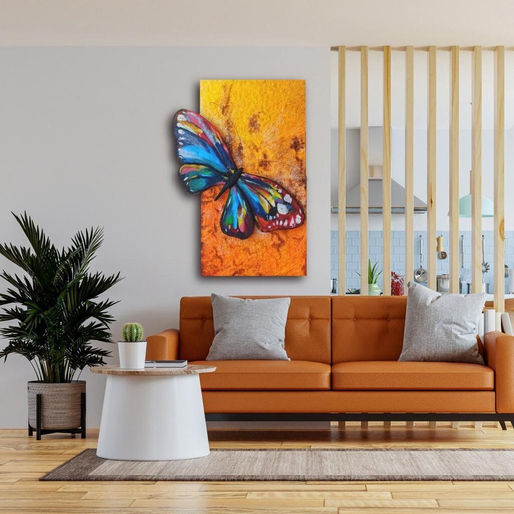 Handcrafted Butterfly Relief Art on Canvas Acrylic Painted Wall Decor ...