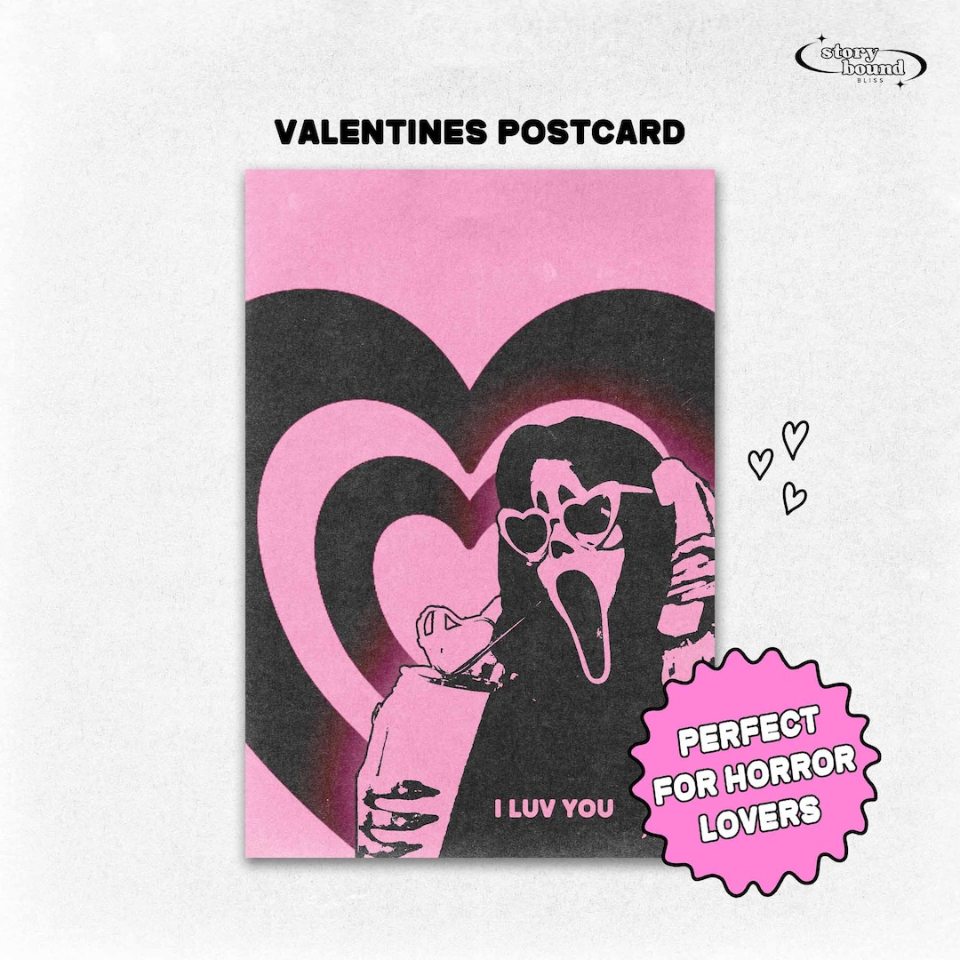 Romantic Valentine Horror Scream Ghostface Valentine's Postcard | Pink ...