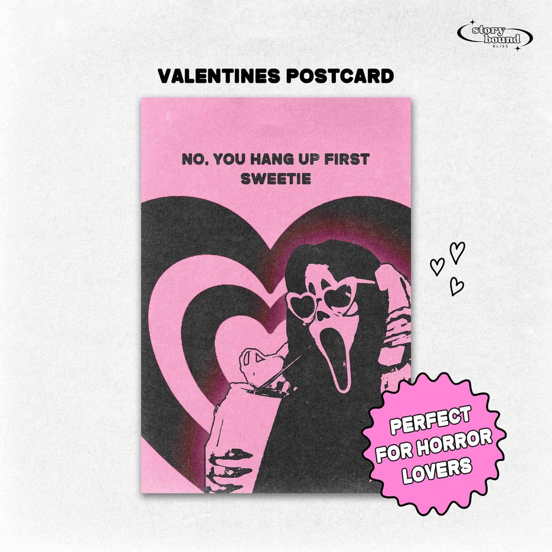Romantic Valentine Horror Scream Ghostface Valentine's Postcard Pink ...