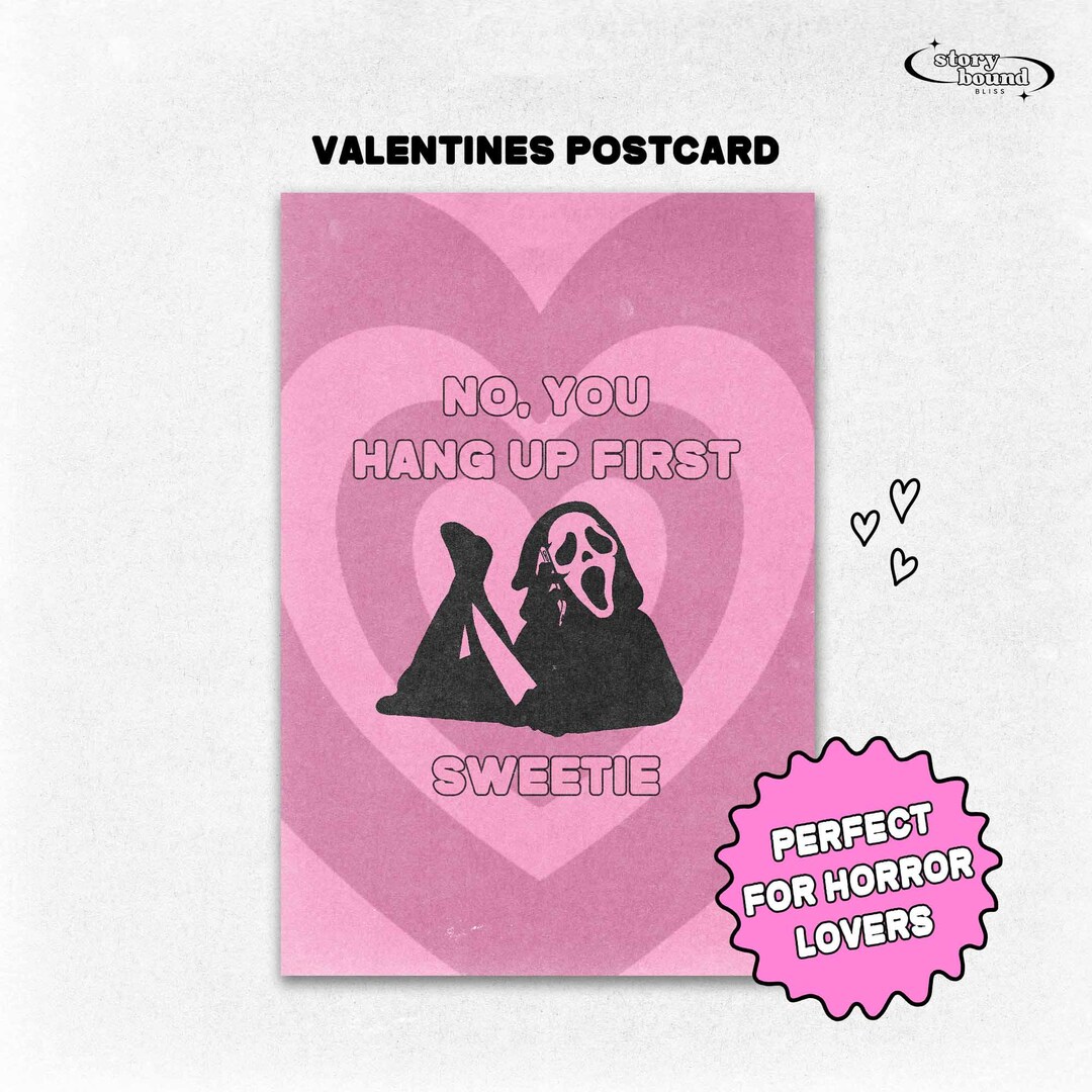 Romantic Valentine Horror Scream Ghostface Valentine's Postcard | Pink ...