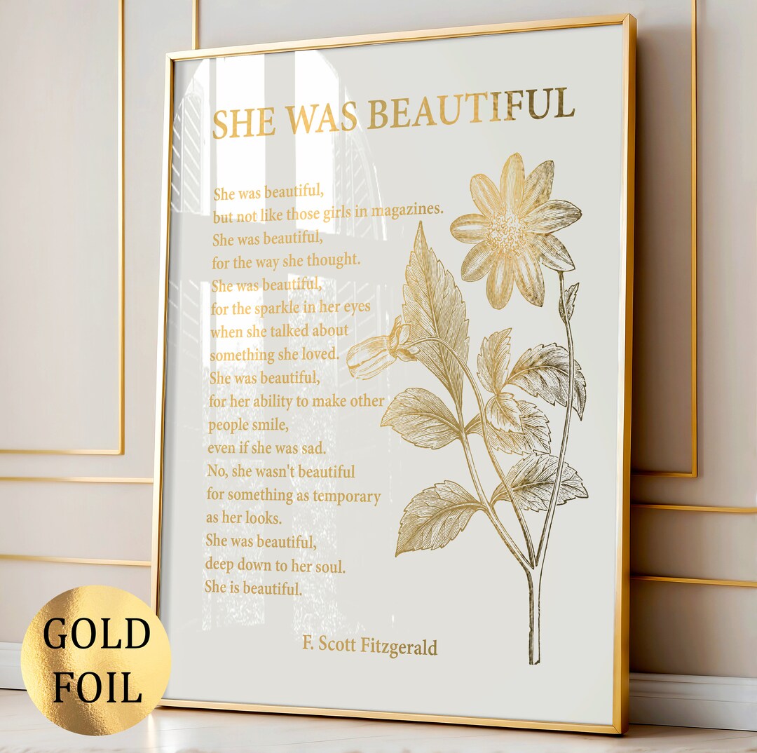 She Was Beautiful by F. Scott Fitzgerald Romantic Poem Art Lyrics Art ...
