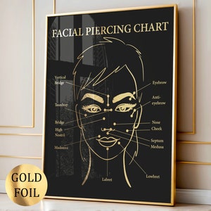 Set 3 Ear Piercing Chart Facial Piercing Poster Piercing Aftercare Body ...
