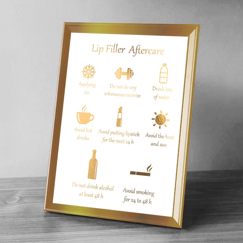 2 Lip Filler Art Lip Injection Aftercare Poster Aesthetic Clinic Decor ...