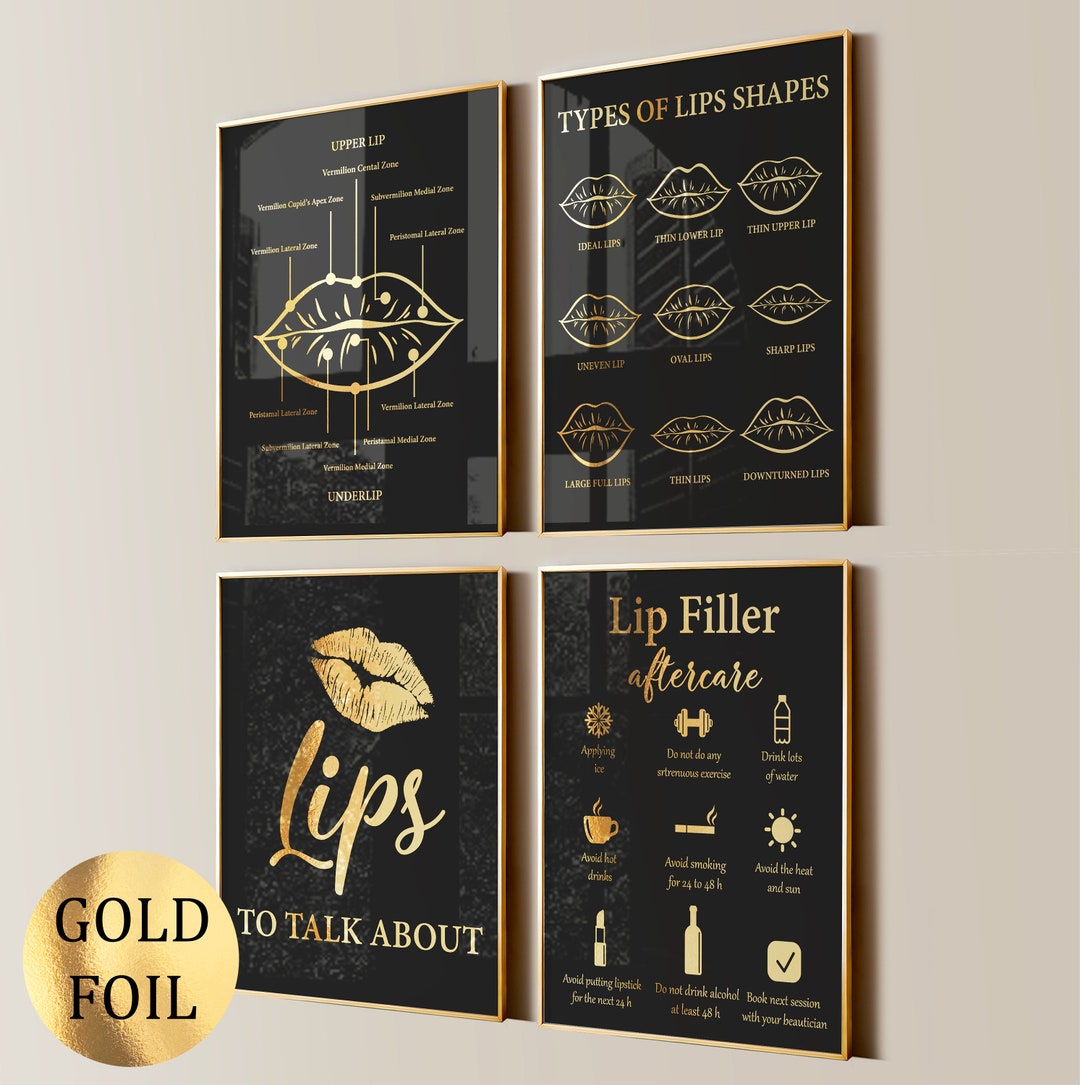 4 Lip Filler Posters Beauty Art Lip Injection Hyaluronic Acid Lips ...