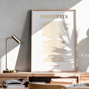Desiderata Max Ehrmann Poem Art Poetry Art Classic Literature Poster ...