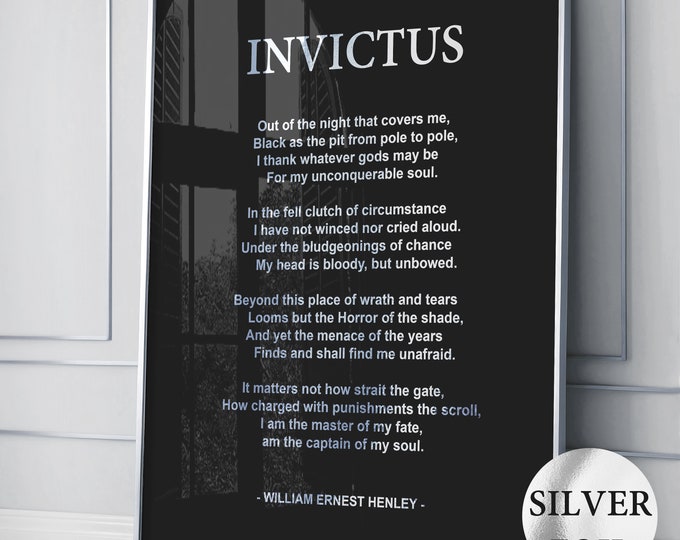 Invictus Poem, Inspiring Poem Art, Verse Art, Classic Literature Poster ...