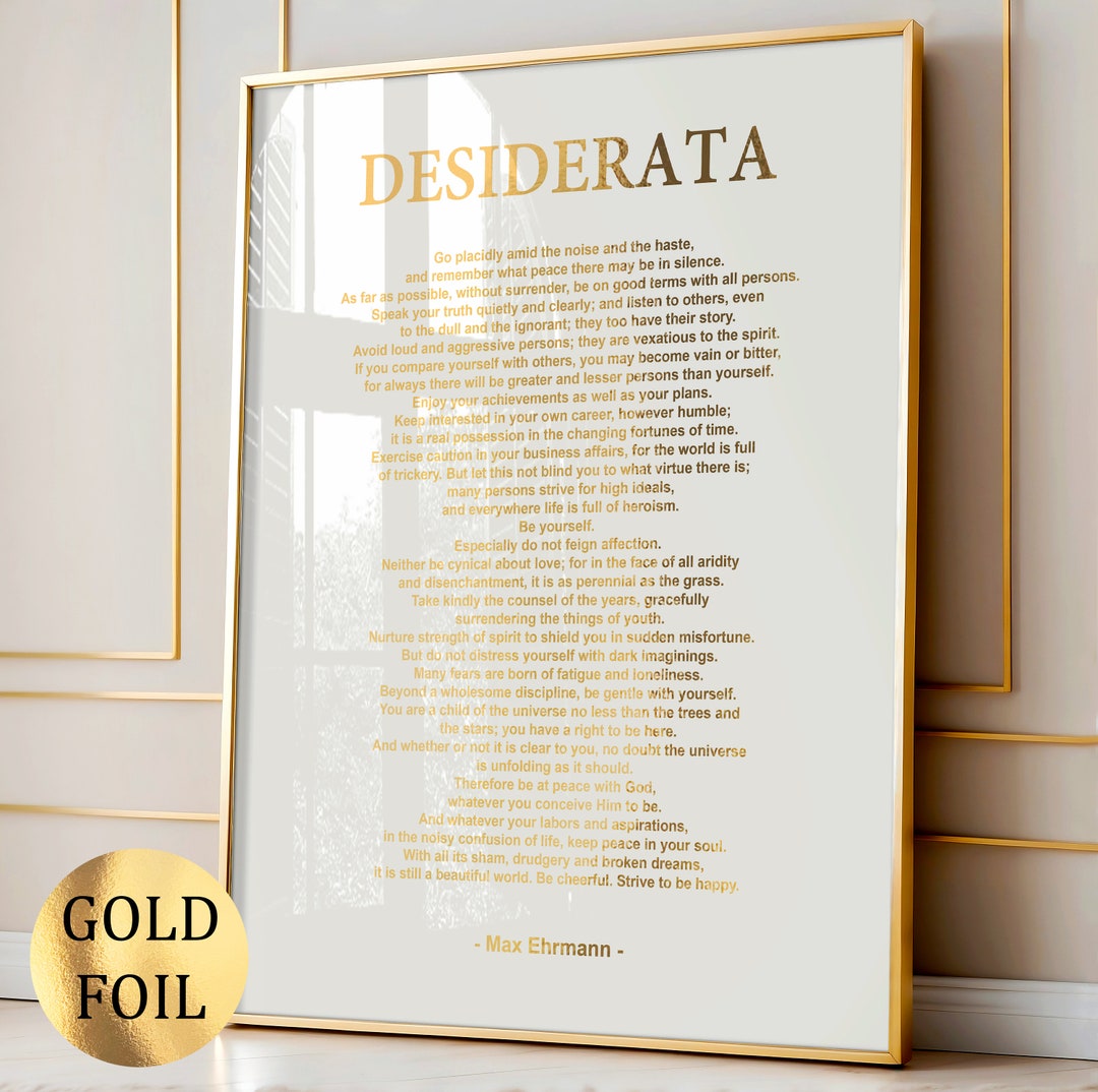Desiderata Max Ehrmann Poem Art Poetry Art Classic Literature Poster ...