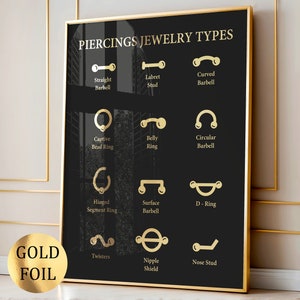 Set 6 Piercing Posters Ear Piercing Facial Piercing Micro Dermal ...