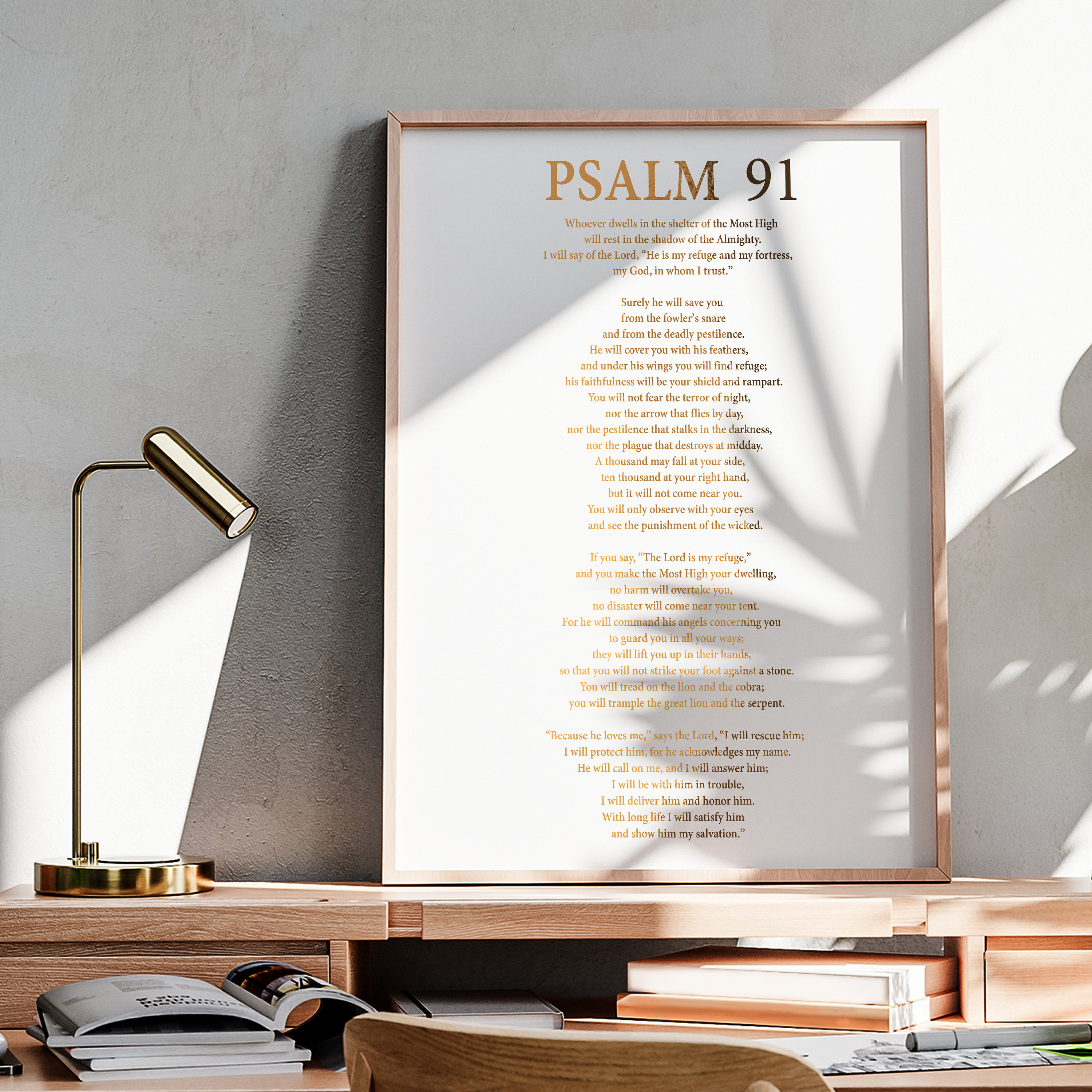 Psalm 91 Print Christian Psalm Poster Psalm Wall Art Christian Wall ...