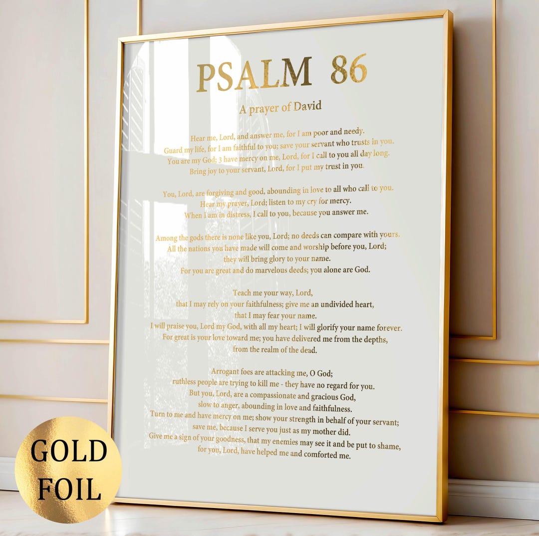 Psalm 86 Print A Prayer of David Christian Poster Psalm Wall Art ...