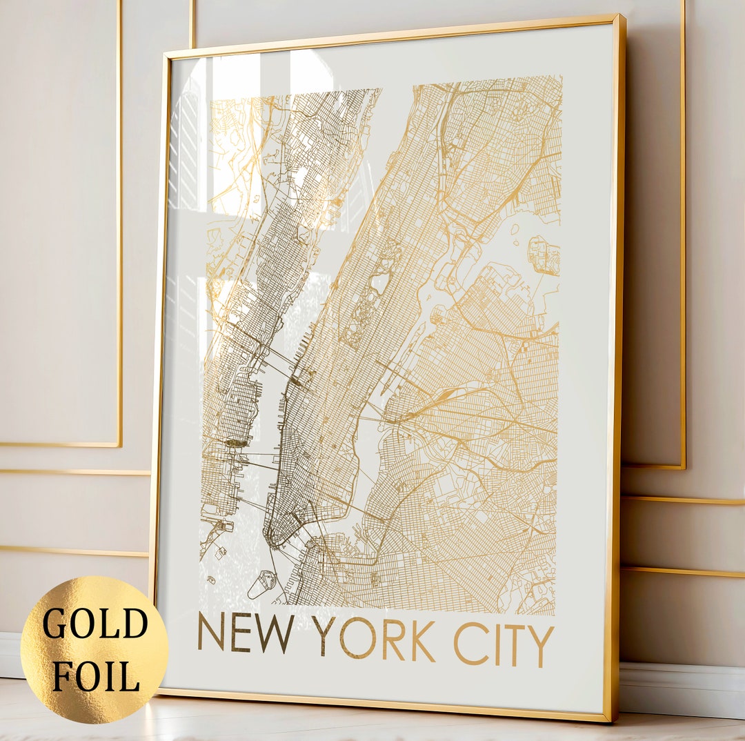 New York City Map Art Street Map Poster USA City Wall Art Home Wall ...