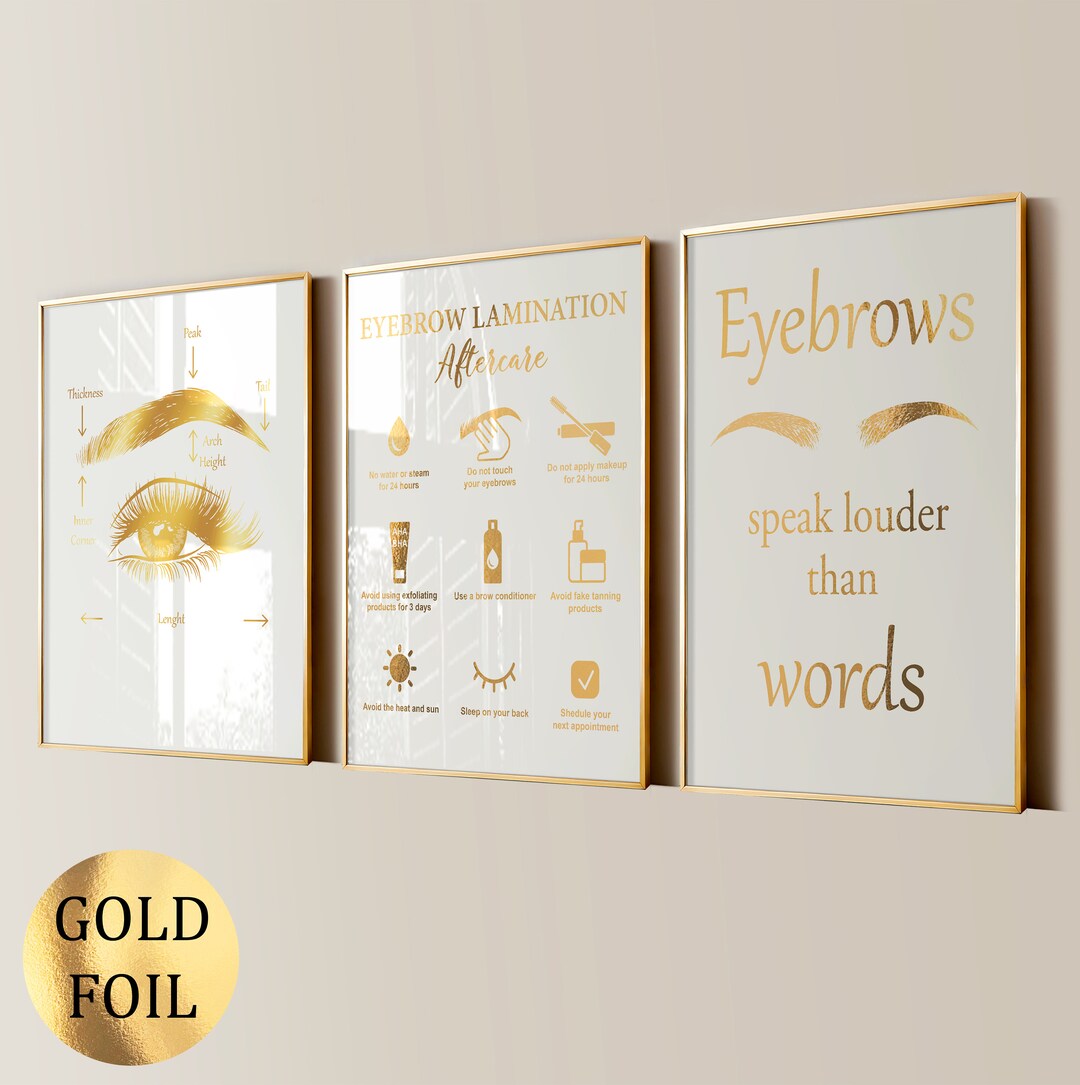 3 Eyebrow Lamination Aftercare Posters Beauty Art Brow Lift Art Brow ...