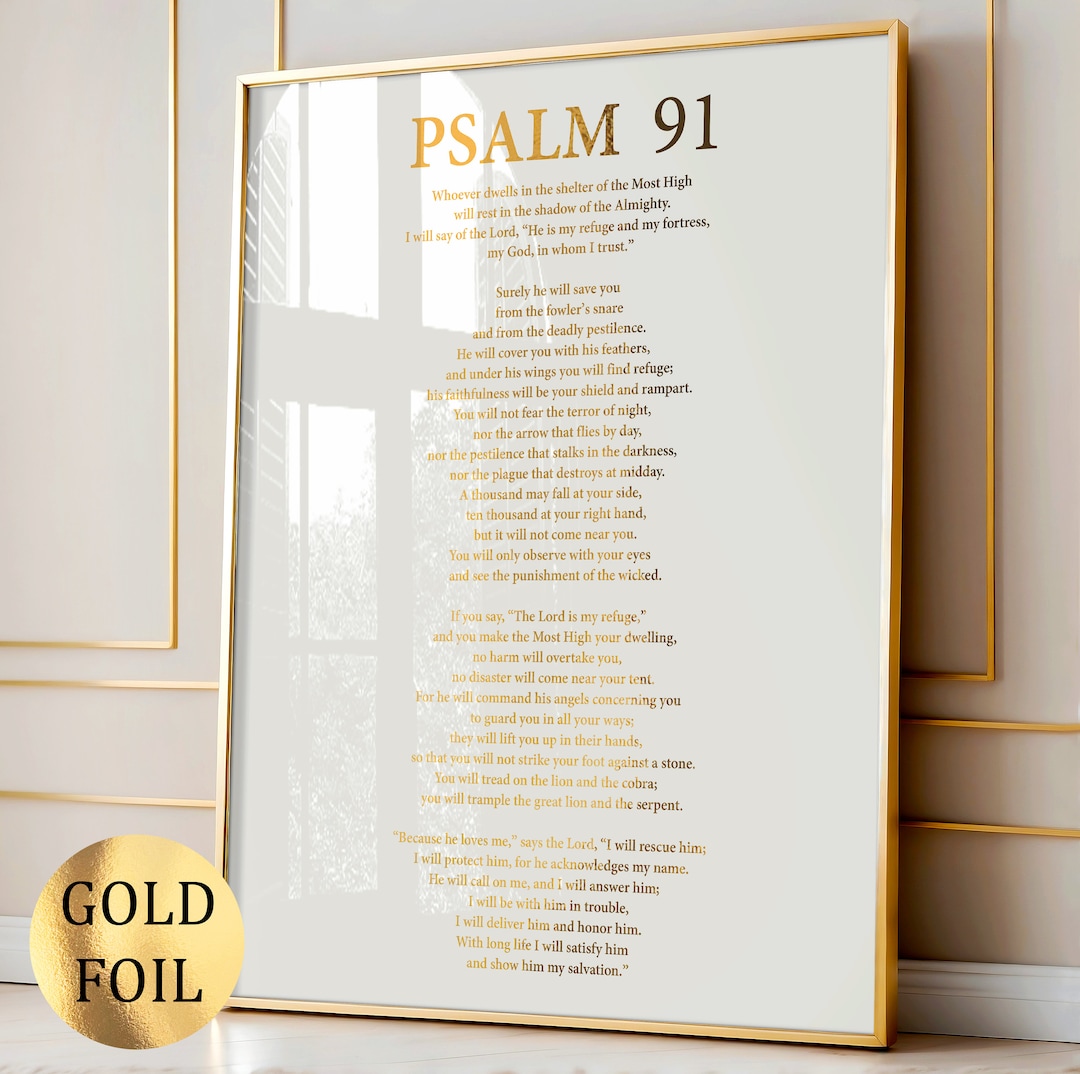 Psalm 91 Print Christian Psalm Poster Psalm Wall Art Christian Wall ...