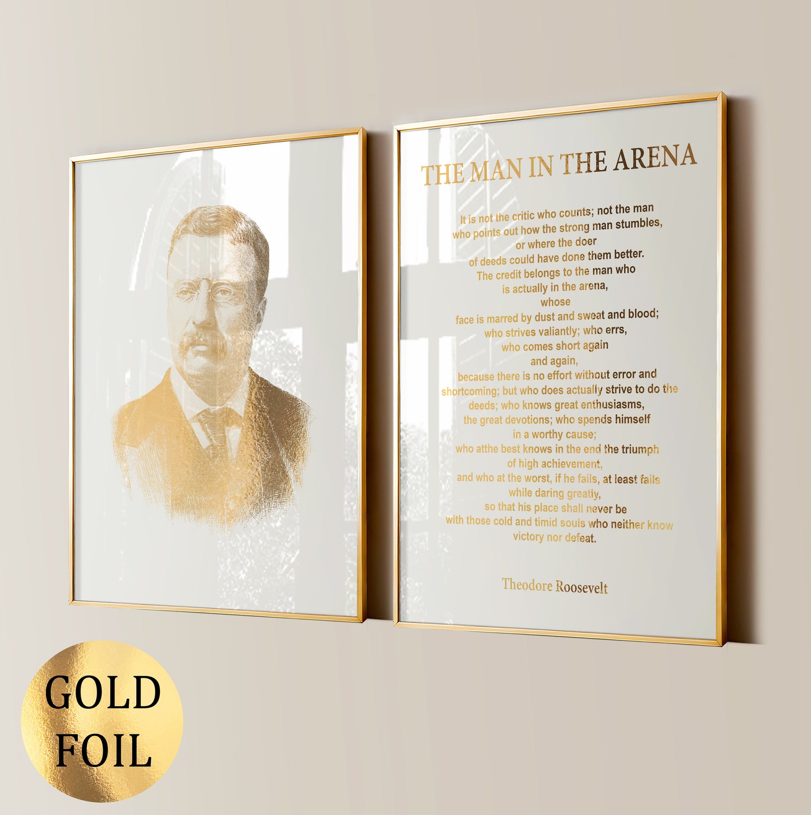 Theodore Roosevelt Poem Art the Man in the Arena Famous Speech Art ...