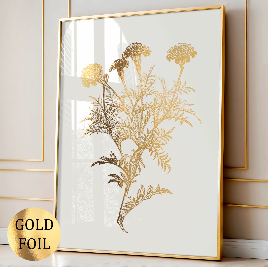 Gold Flowers Art Wild Flowers Poster Botany Art Herb Art Flora Art ...