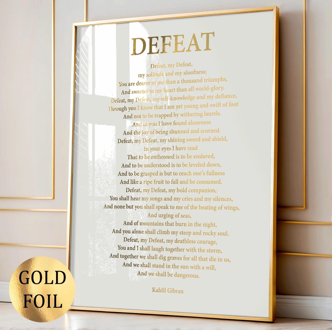 Defeat Poem by Kahlil Gibran Classic Literature Poster Poetry Wall Art ...