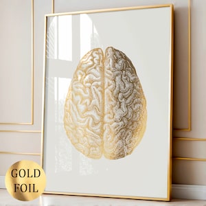 3 Gold Brain Anatomy Art Psychology Art Medical Art Psi Symbol Art ...