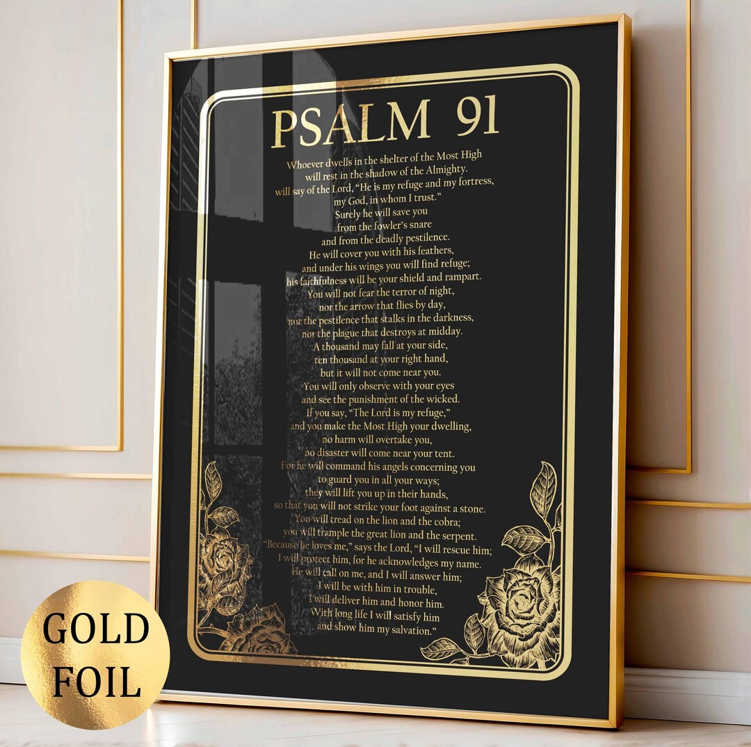 Psalm 91, Christian Psalm Poster, Bible Wall Art, Religious Wall Decor ...
