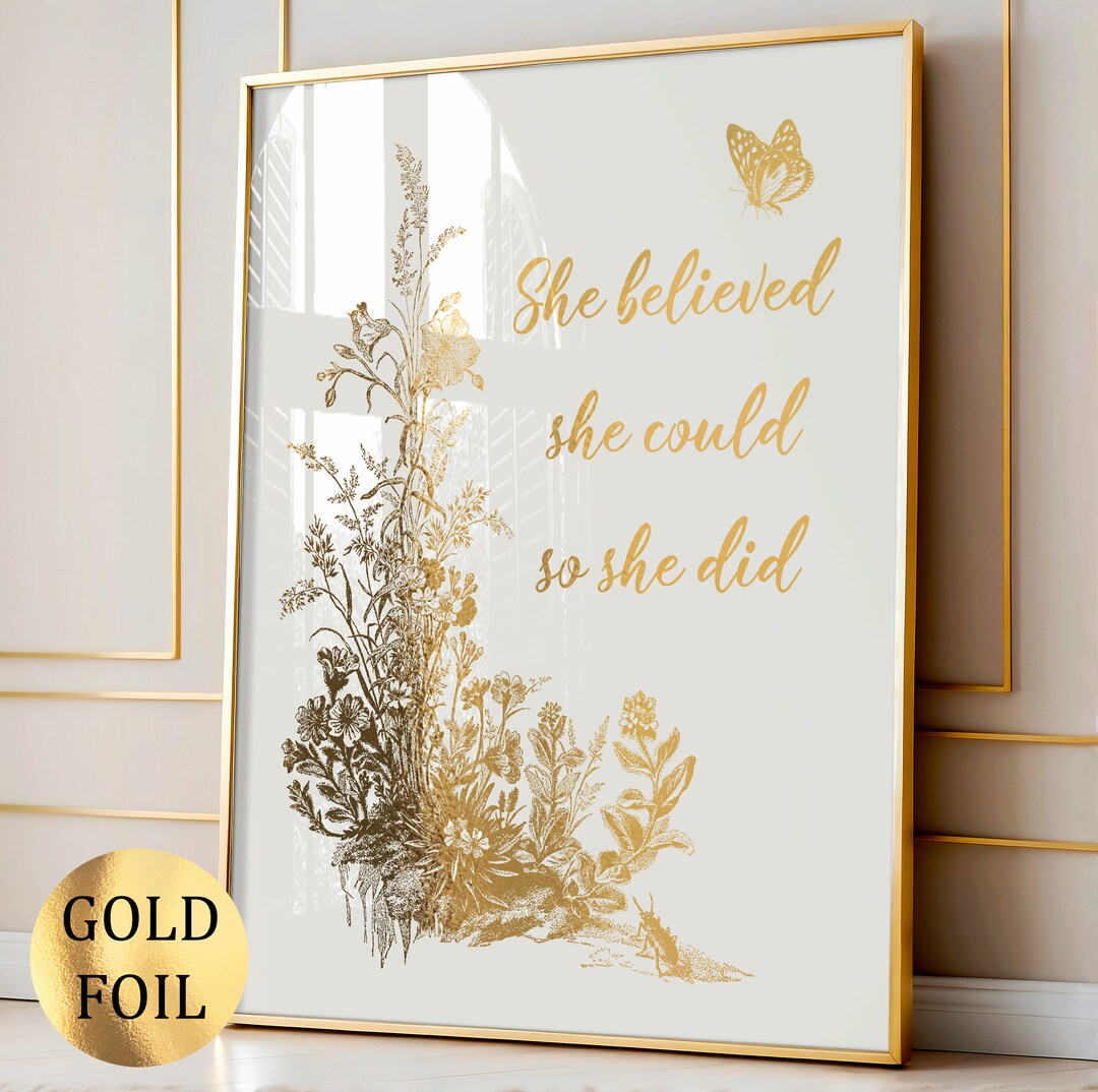She Believed She Could so She Did Quote Wall Art Inspirational Quote ...