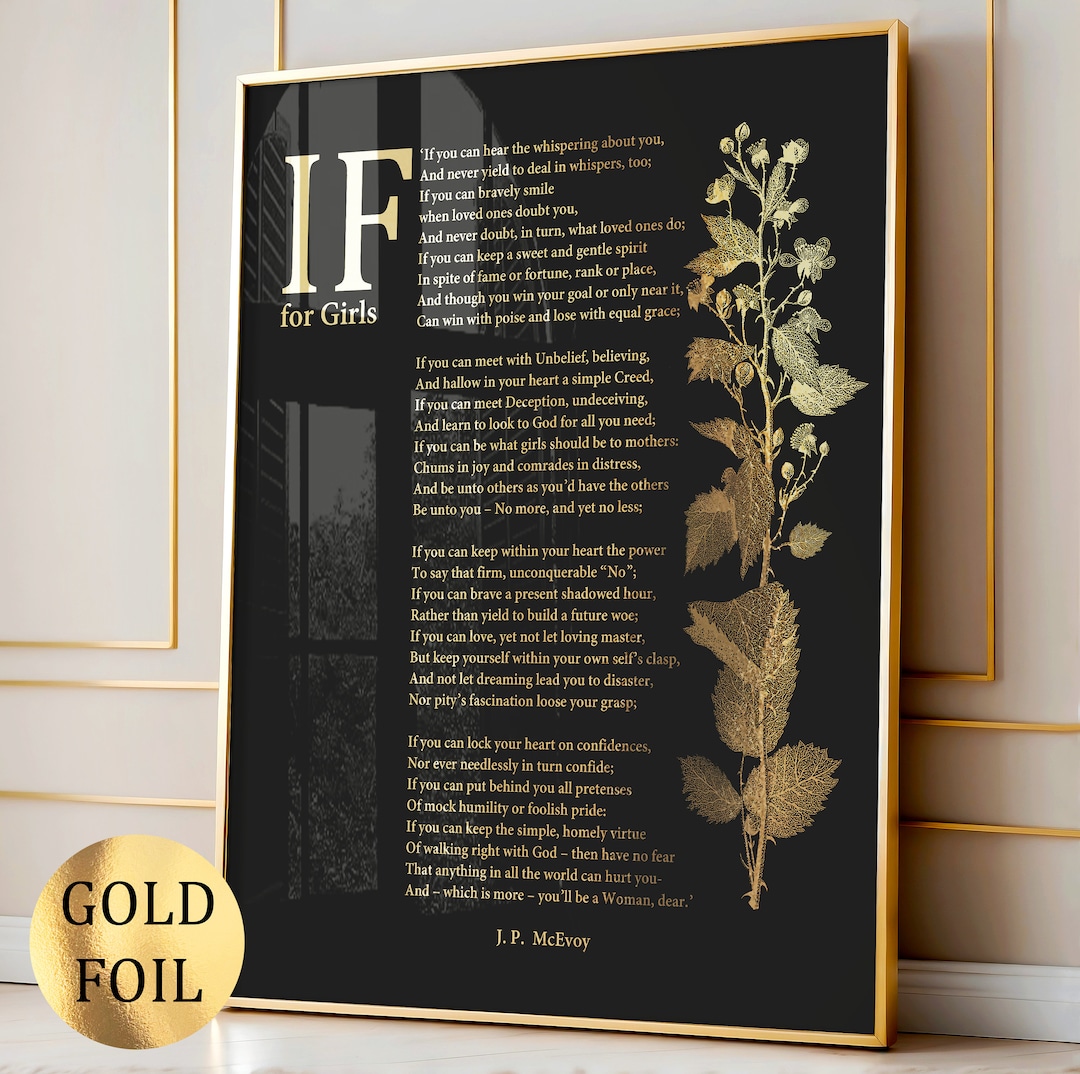IF for Girls by JP Mcevoy Poem Art Classic Literature Art Famous Poem ...