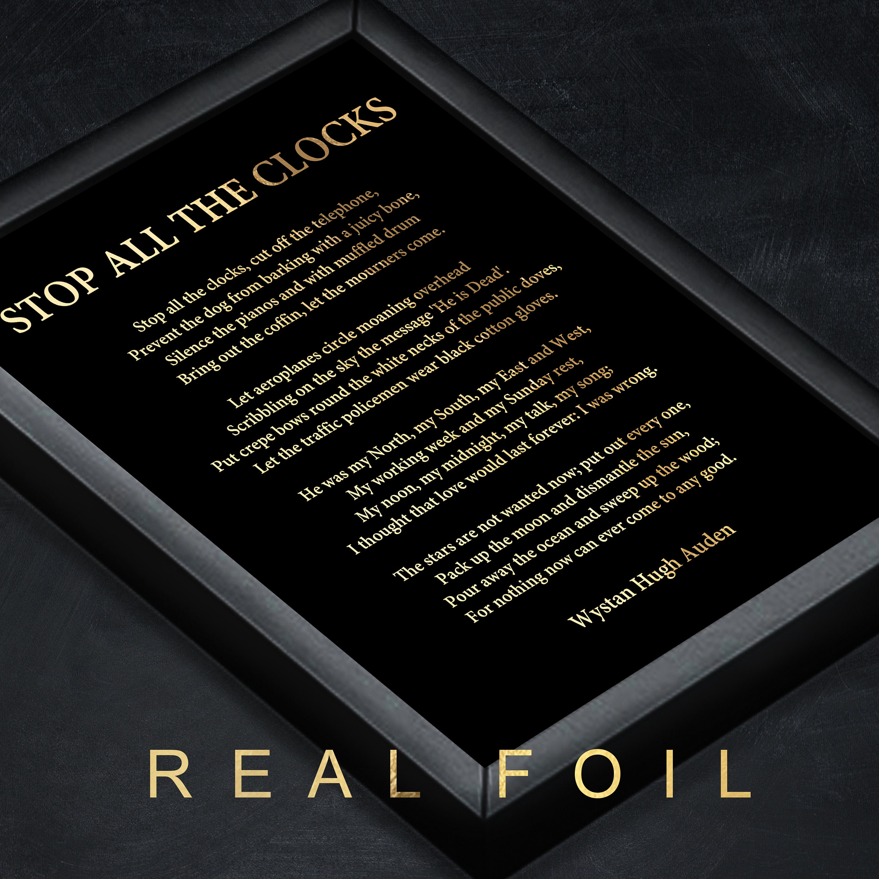 Stop All the Clocks by W H Auden Poem Art Funeral Blues Sad Verse ...