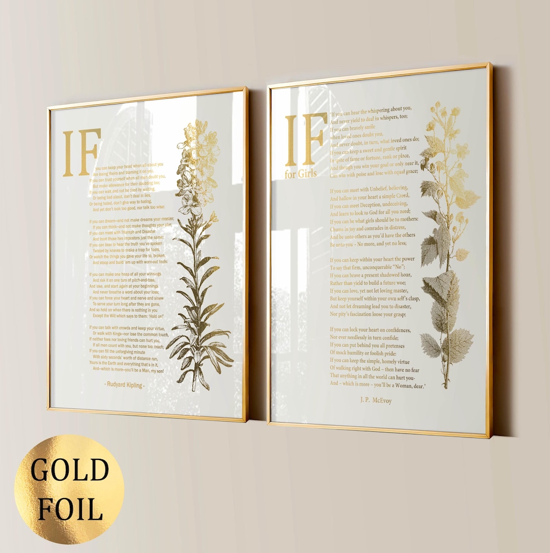 Set 2 IF Poems Art IF for Girls by JP Mcevoy If by Kipling Poem Art ...