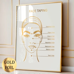 4 Face Taping Posters Medical Art Kinesiology Art Face Tape Beauty ...