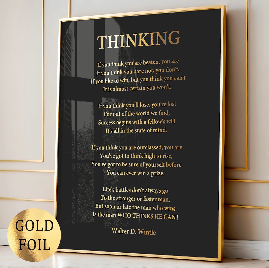 Thinking Poem by Walter D Wintle, Poem Art ,famous Poem, Literature ...