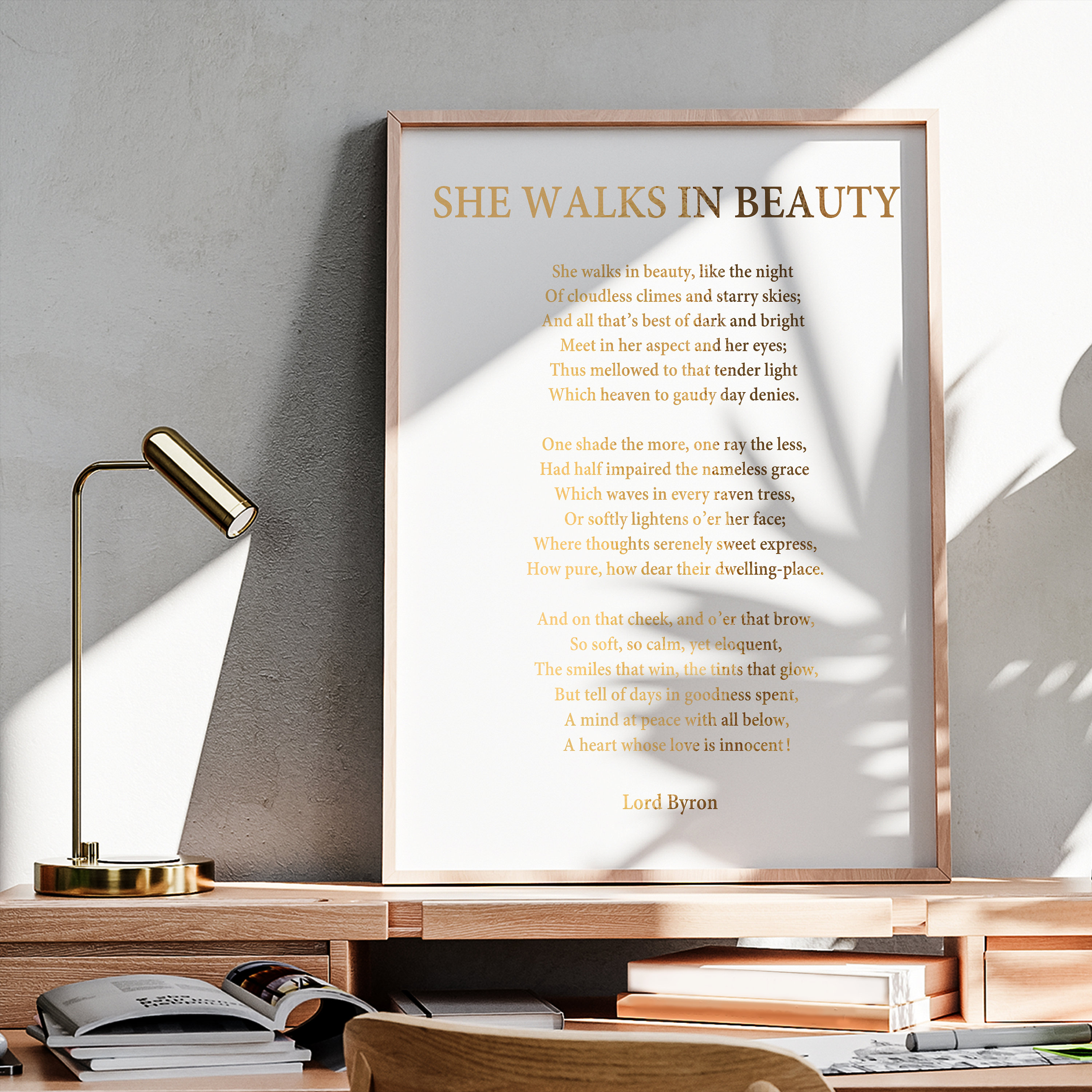 She Walks in Beauty Lord Byron Poem Art Literature Poster Inspirational ...