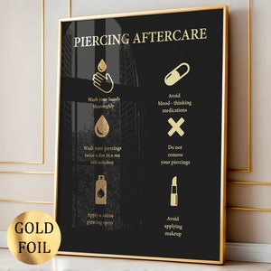 Set 3 Ear Piercing Chart Facial Piercing Poster Piercing Aftercare Body ...
