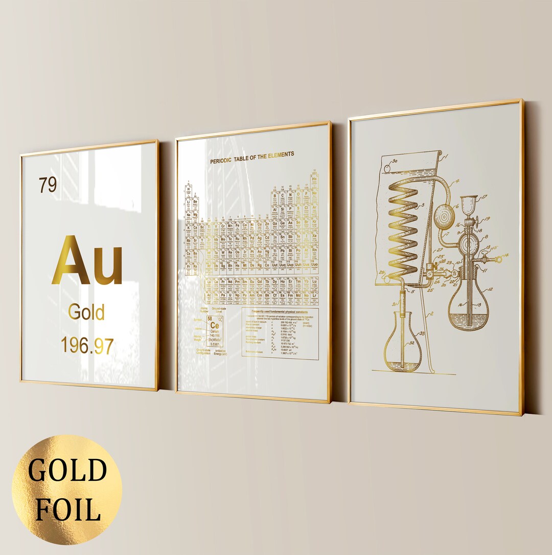 3 Chemistry Art Periodic Table Art Chemical Tools Art Aurum Art Gold ...