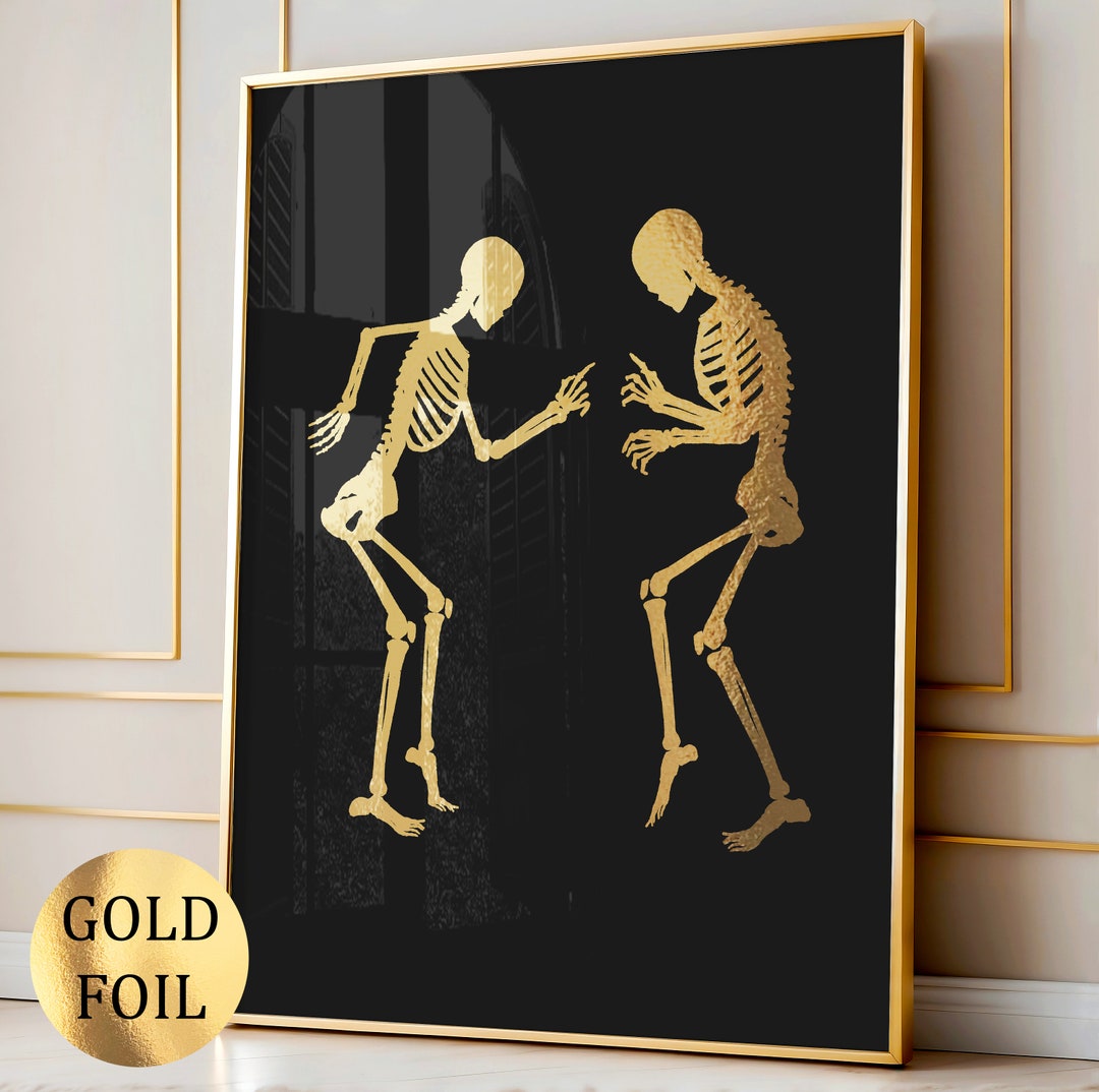 Gold Skeletons Dancers Anatomy Art Real Foil Print Medical Art ...