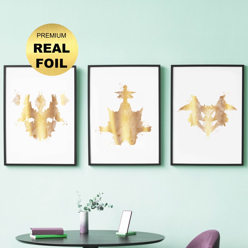 3 Gold Rorschach Test Art, Medical Art, Psychiatry Test, Science Art ...